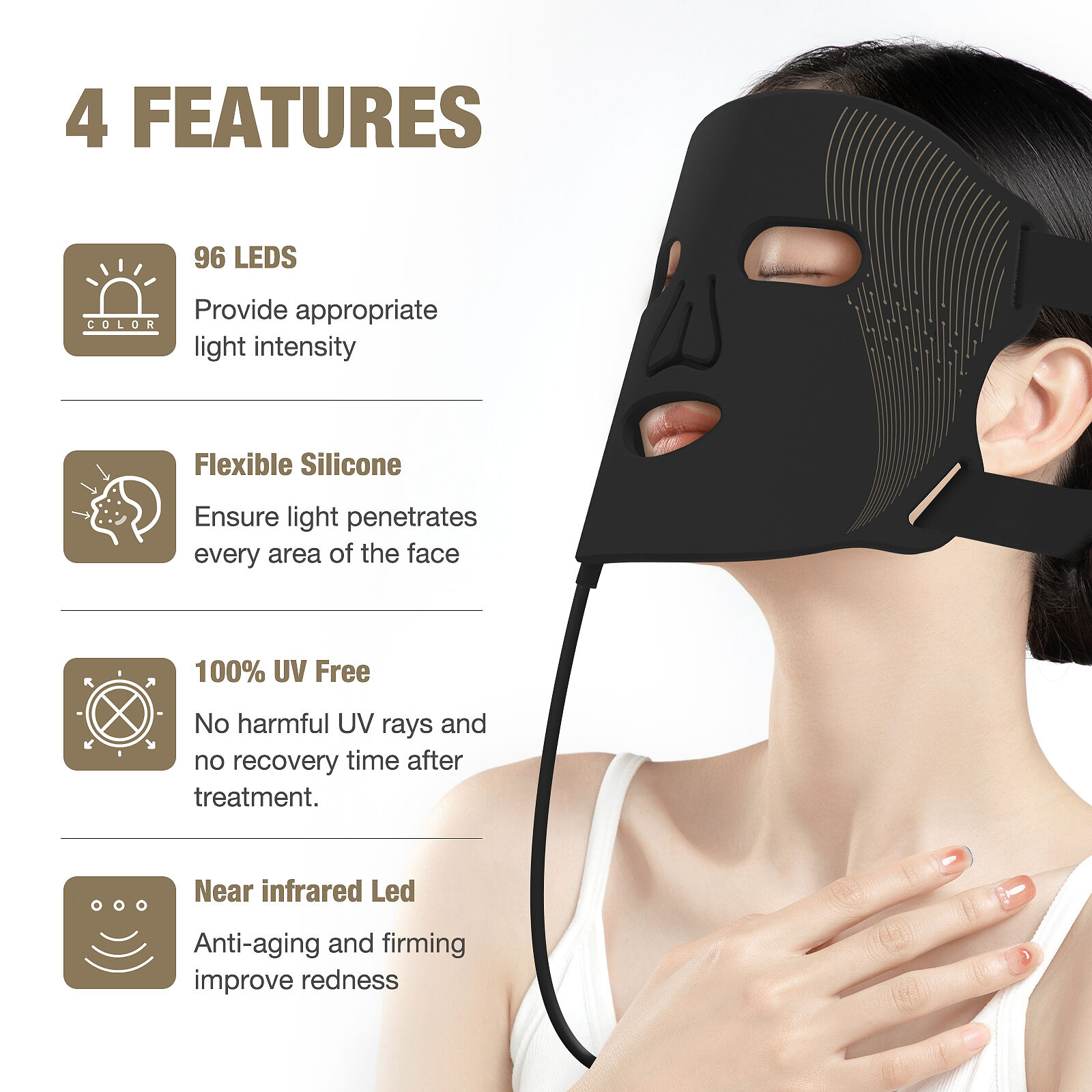 Buy Wholesale China Light Therapy Led Face Mask Flexible Silicone 4 ...