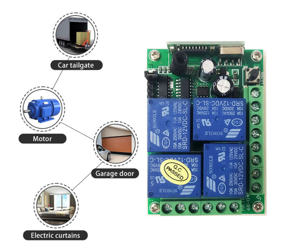 Buy Wholesale China Rf Wireless Remote Dc12v 4 Channels Universal Motor ...