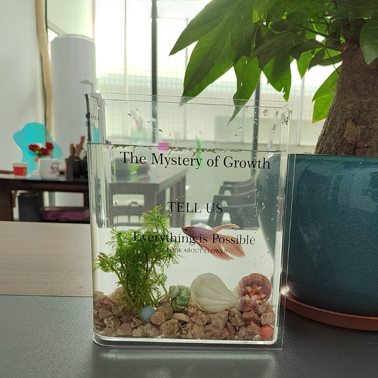 Custom Acrylic Book Vase Fish Tank Table Plastic Aquariums ...