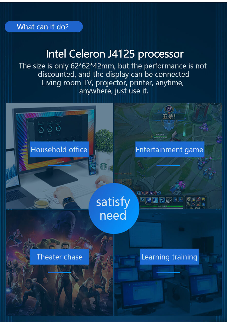 Mini Pc Intel Core J4125 Support Ddr4 64gb Ram Portable Smart Cooling Fan Industrial Computer ...