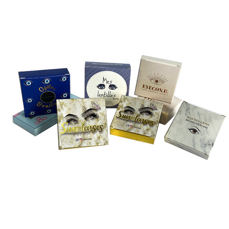 New Design Hxm Hot Sale Colored Contact Lenses Box Custom Reflective ...