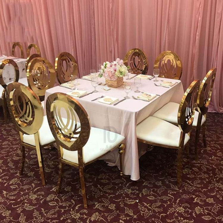 2022 Hotel Furniture Elegant Oval Luxury Back Gold Stainless Steel ...