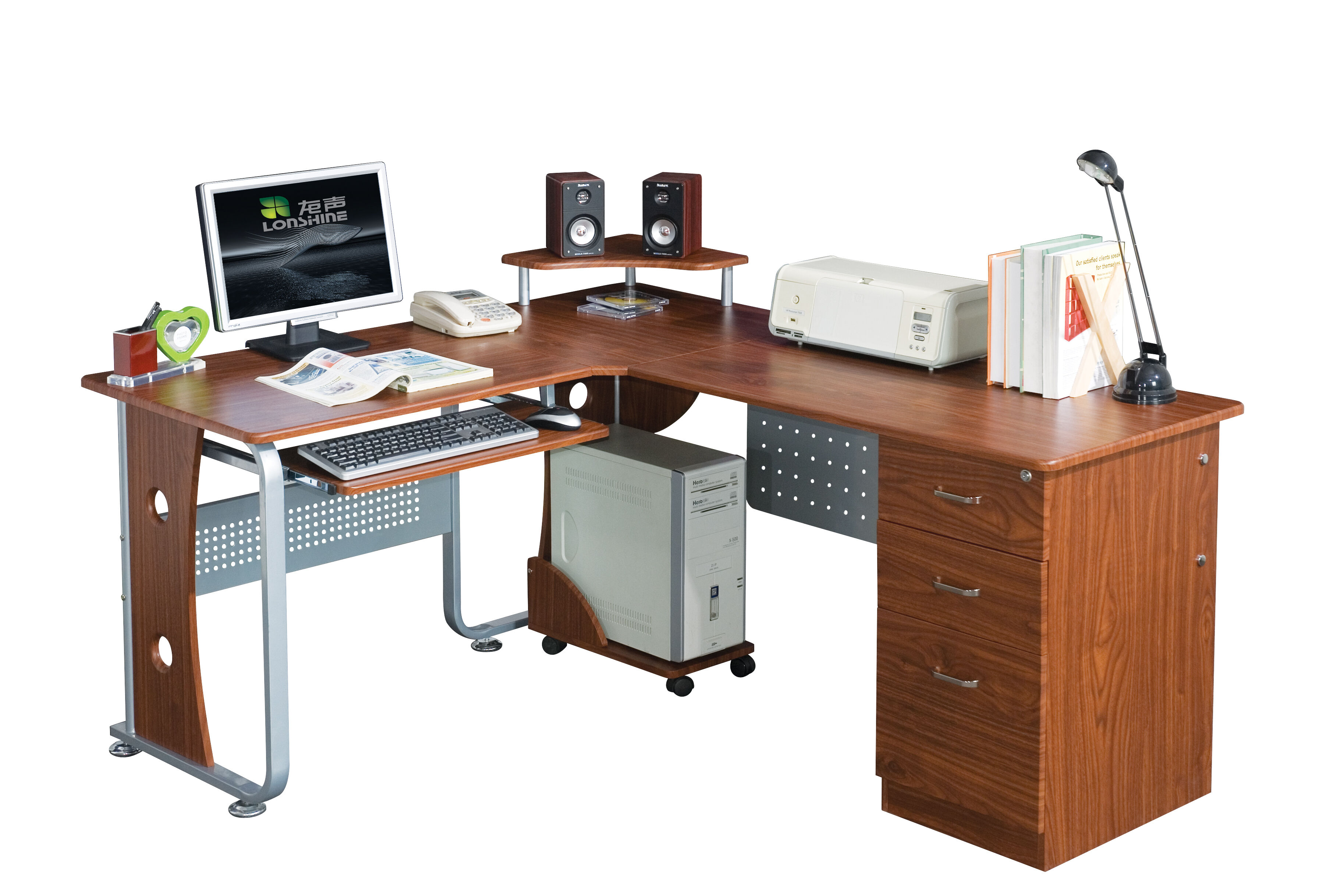 Home Office Apartment House Basswood Colour L Shape Computer Desk ...