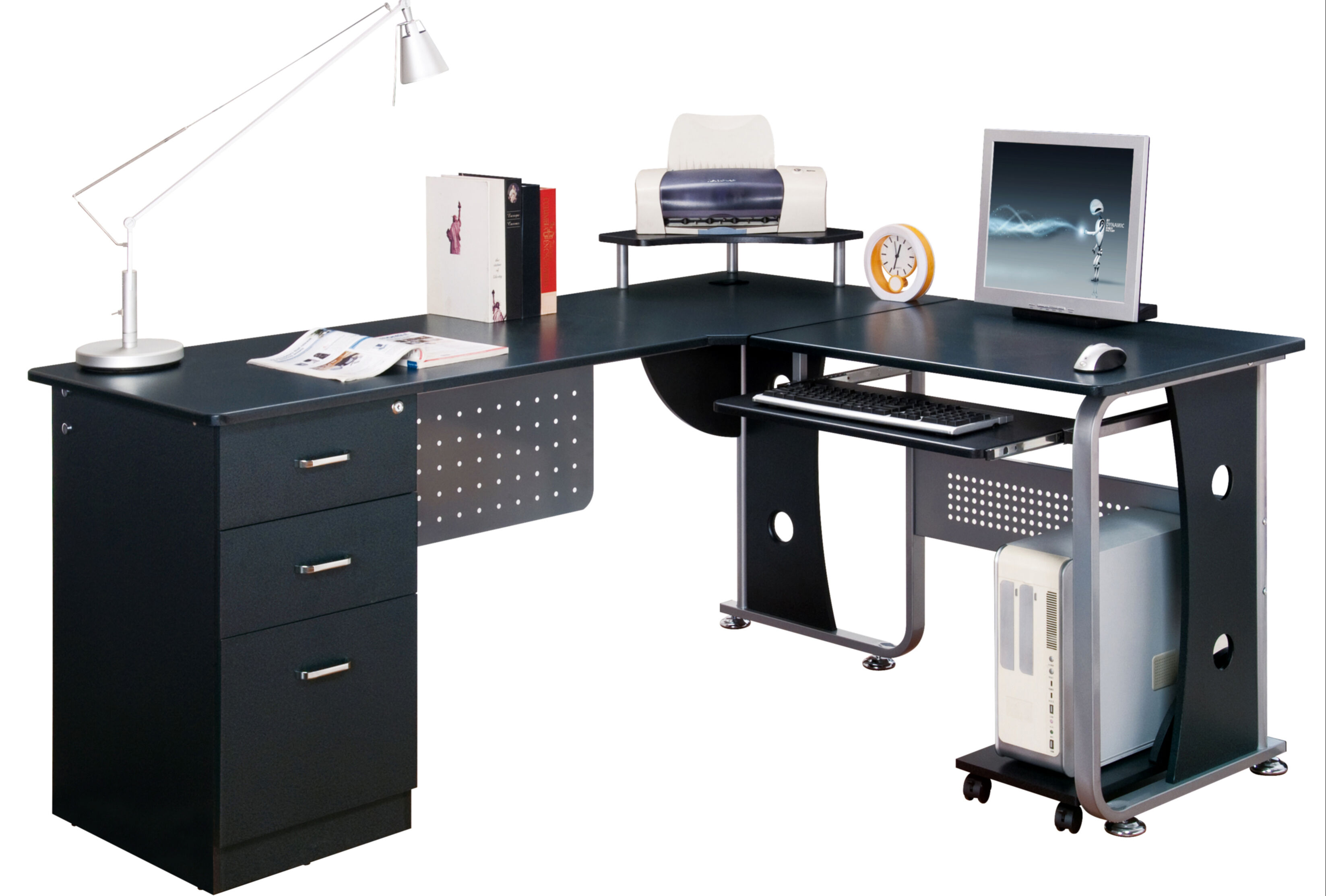 Home Office Apartment House Basswood Colour L Shape Computer Desk ...