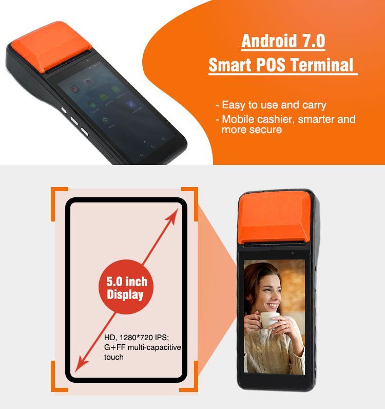5.2 Inch Touch Cash Register Smart Android Handheld Pos Terminal With ...