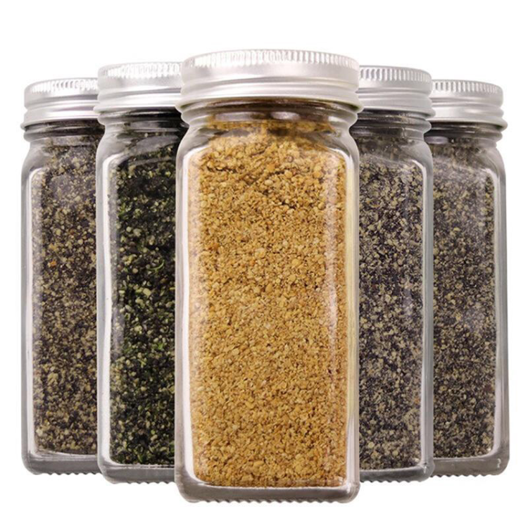 120ml Square Glass Spice Containers 4oz Spice Jars Bottles Square 4 Oz ...