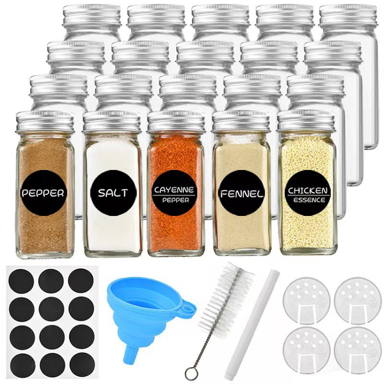 120ml Square Glass Spice Containers 4oz Spice Jars Bottles Square 4 Oz ...