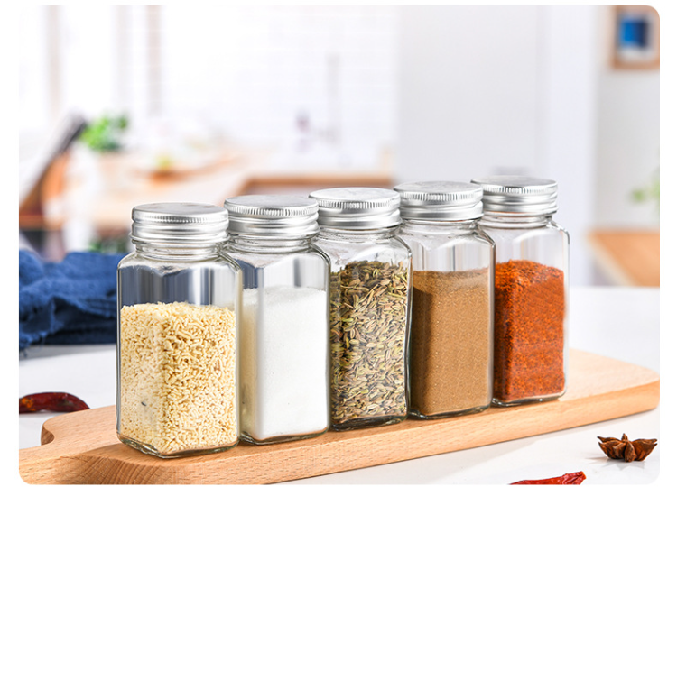 120ml Square Glass Spice Containers 4oz Spice Jars Bottles Square 4 Oz ...