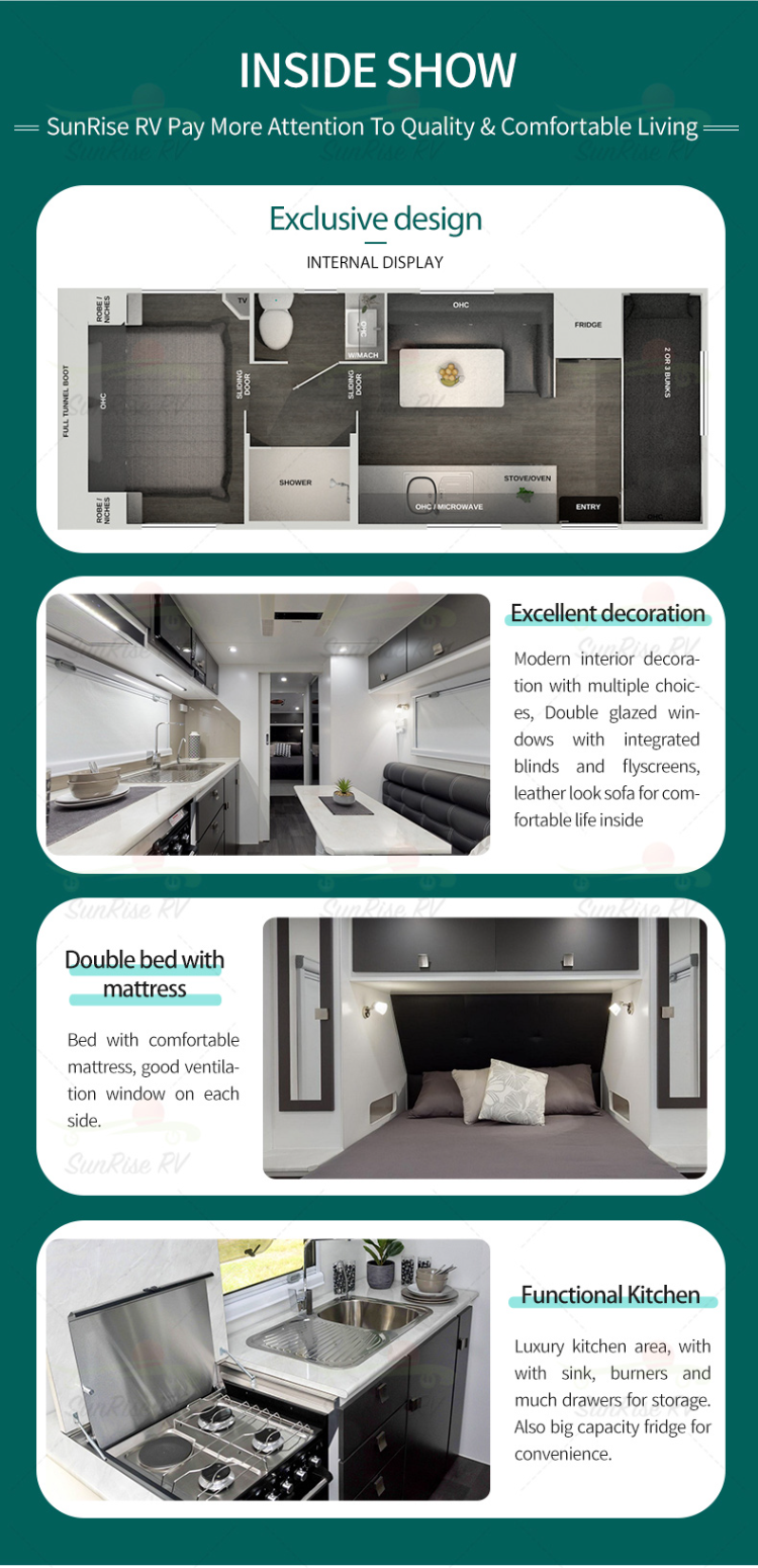 Sunrise Rv Offroad Travel Car Trailers Rv Camper Double Axle Camper Caravan Off Road Family ...