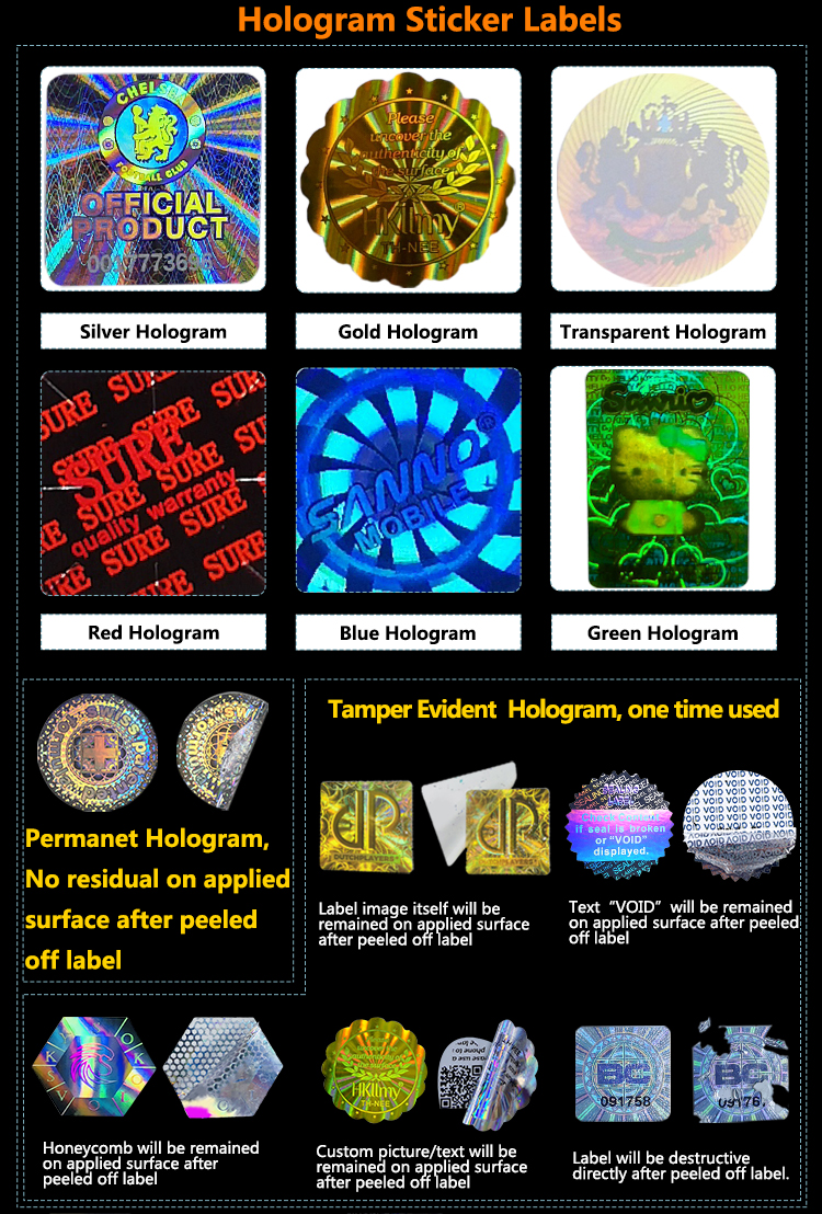 Custom Logo Hologram 3d Holographic Foil Transparent Overlay Security ...
