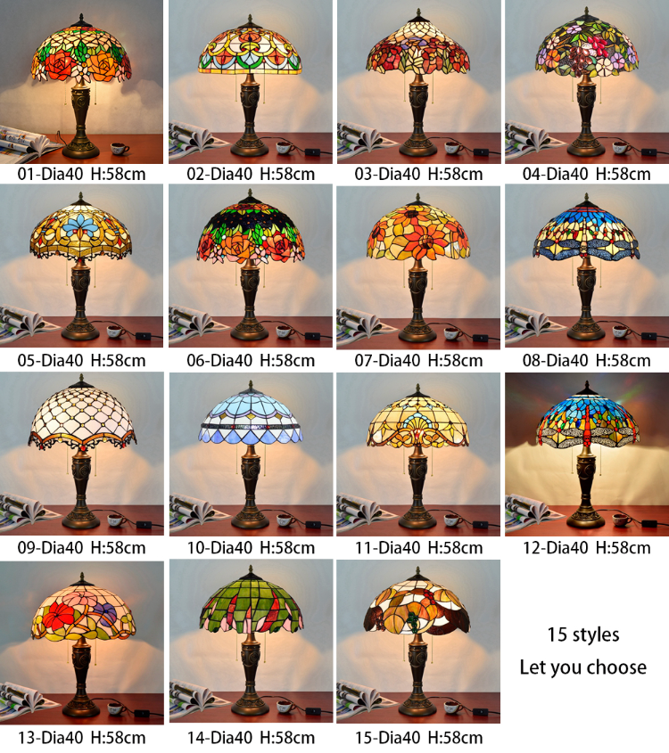 Lamps Stained Glass Tall Lamp Shade Table Lighting Style 16 Inch Animal ...
