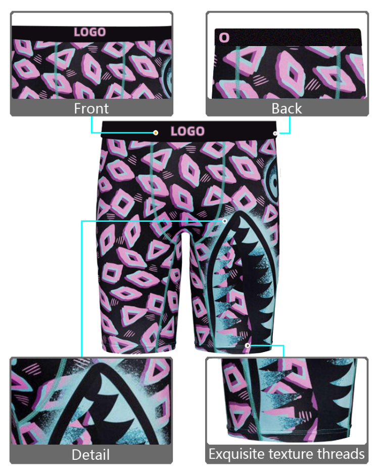 Custom Logo Underwear For Man Black Breathable Quick Dry Sports ...