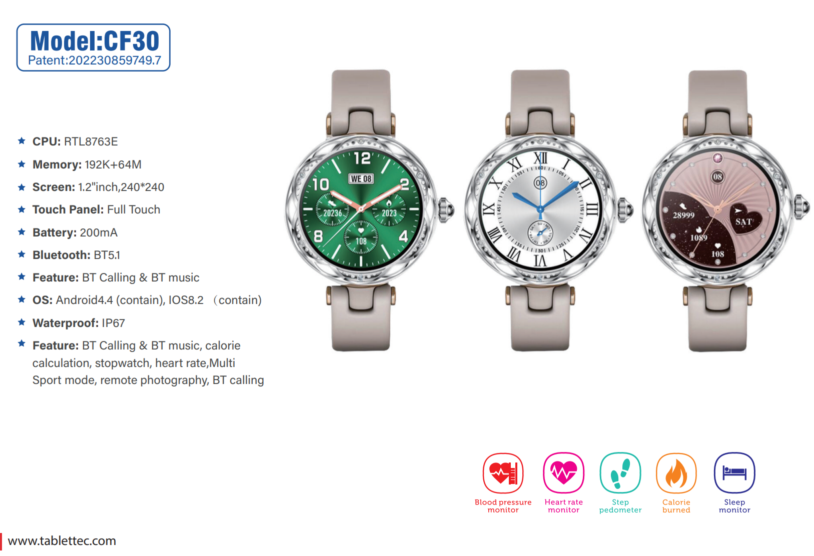 Lady Best Selling Fashion Zinc Alloy Metal Smartwatches Waterproof And ...