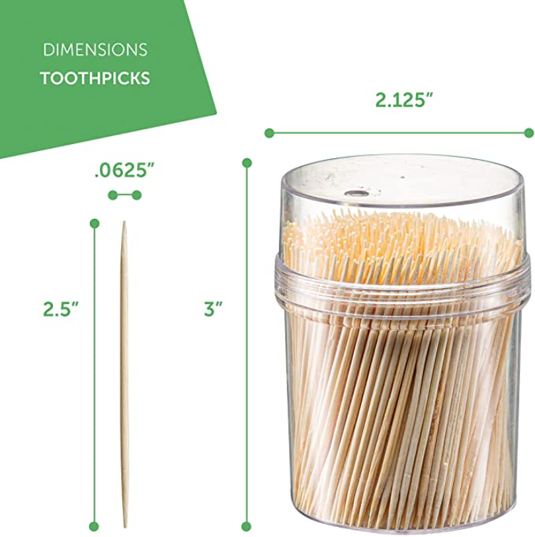 2500 Wooden Toothpicks - With Reusable Holder | Sturdy Smooth Tooth ...