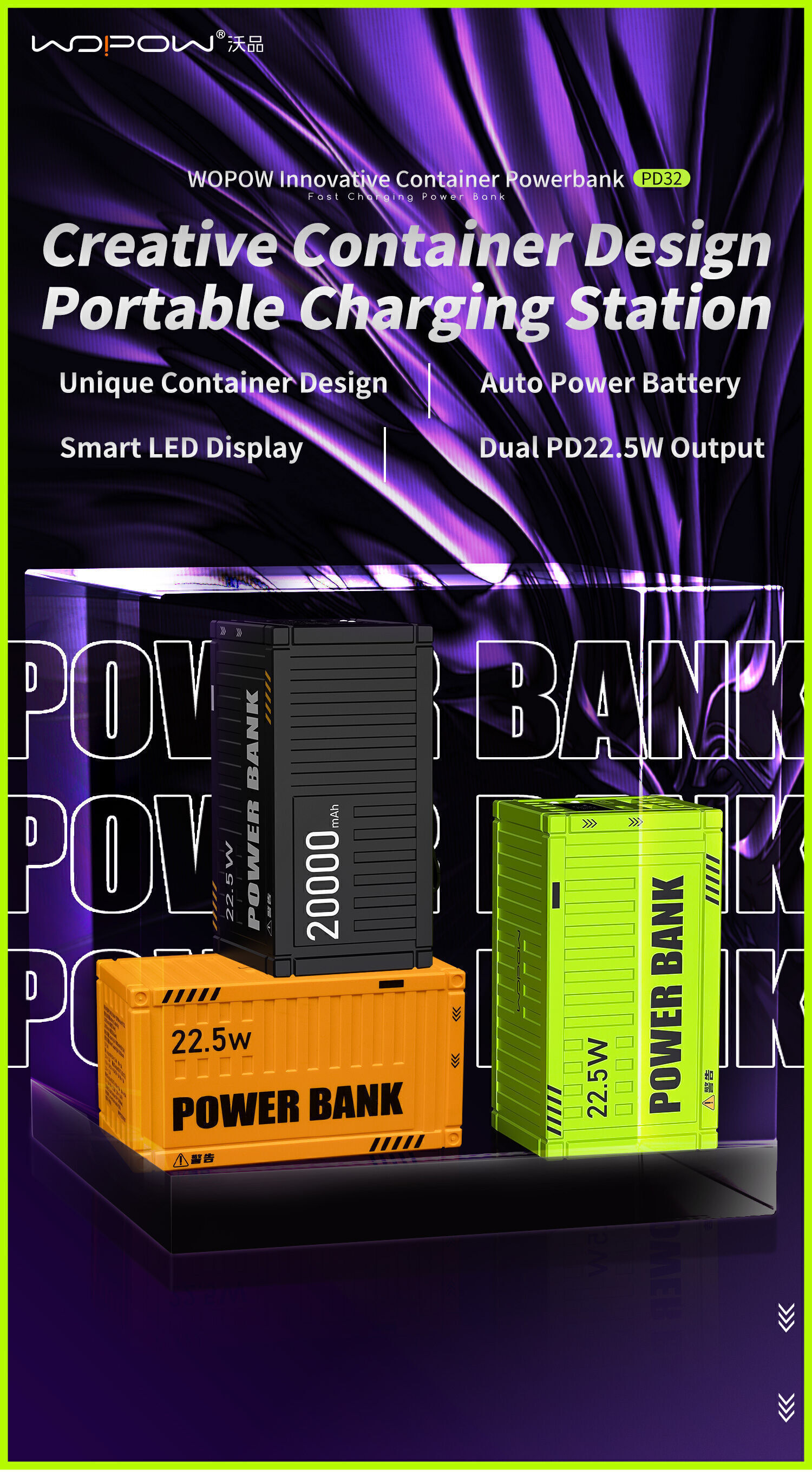 Buy Wholesale China Wopow Compact Container Power Bank 20000mah Power ...