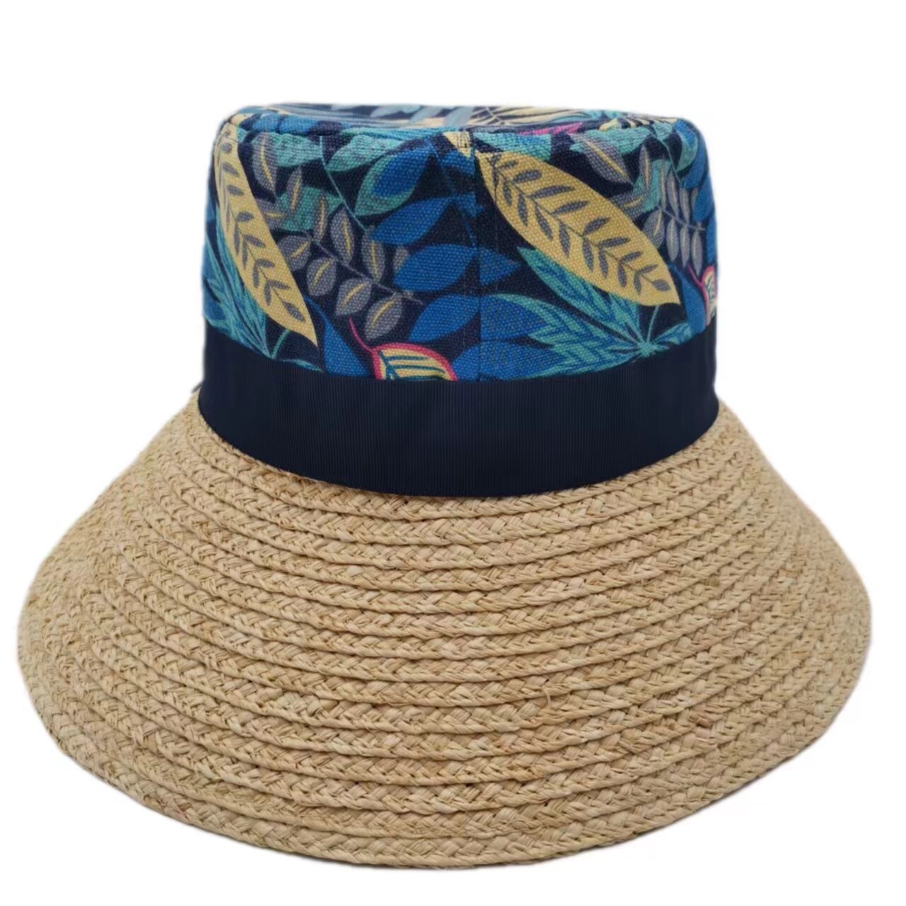 Buy Wholesale China Printed Flower Pattern Bucket Hats With Wide Straw ...