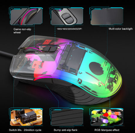 Buy Wholesale China Usb Mouse Wired Rgb 7d Optical Luminous Computer ...