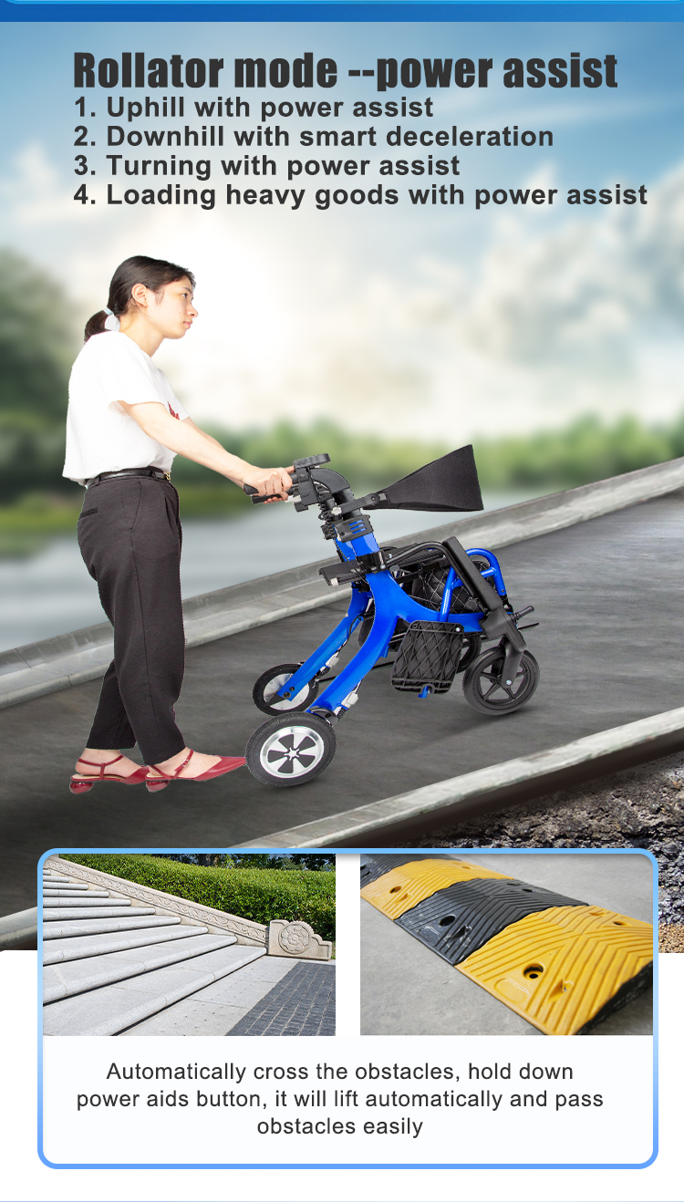 Buy Wholesale China Four Wheel Adult Folding Electric Rollator Walker ...