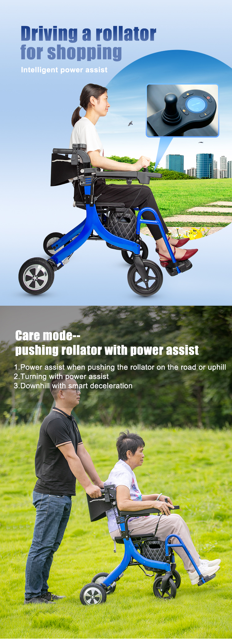 Buy Wholesale China Four Wheel Adult Folding Electric Rollator Walker ...