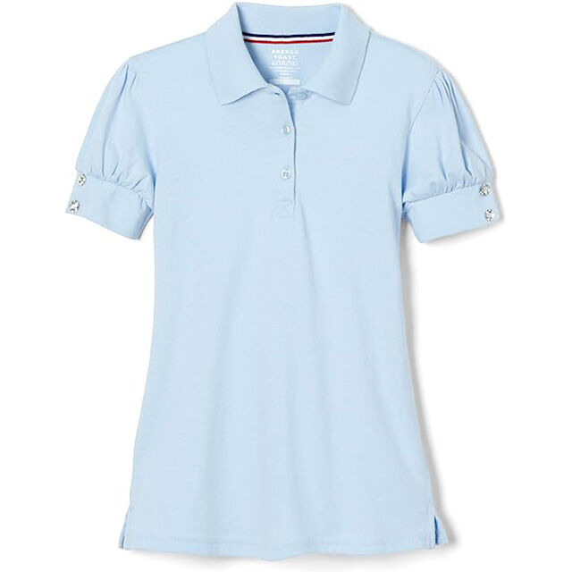 Buy Wholesale China Girls' Puff Sleeve Double Button Polo & Polo Shirt ...