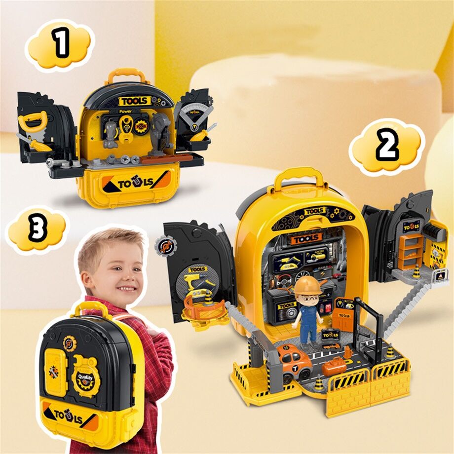 Hot Sale Simulated Toy Tool Set 3 In 1 Kid Bag Kids Construction Tool ...