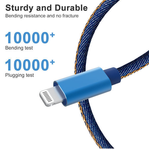 Grs Certified Denim Fiber Jacket Mfi Certified Lightning Cable - Buy ...