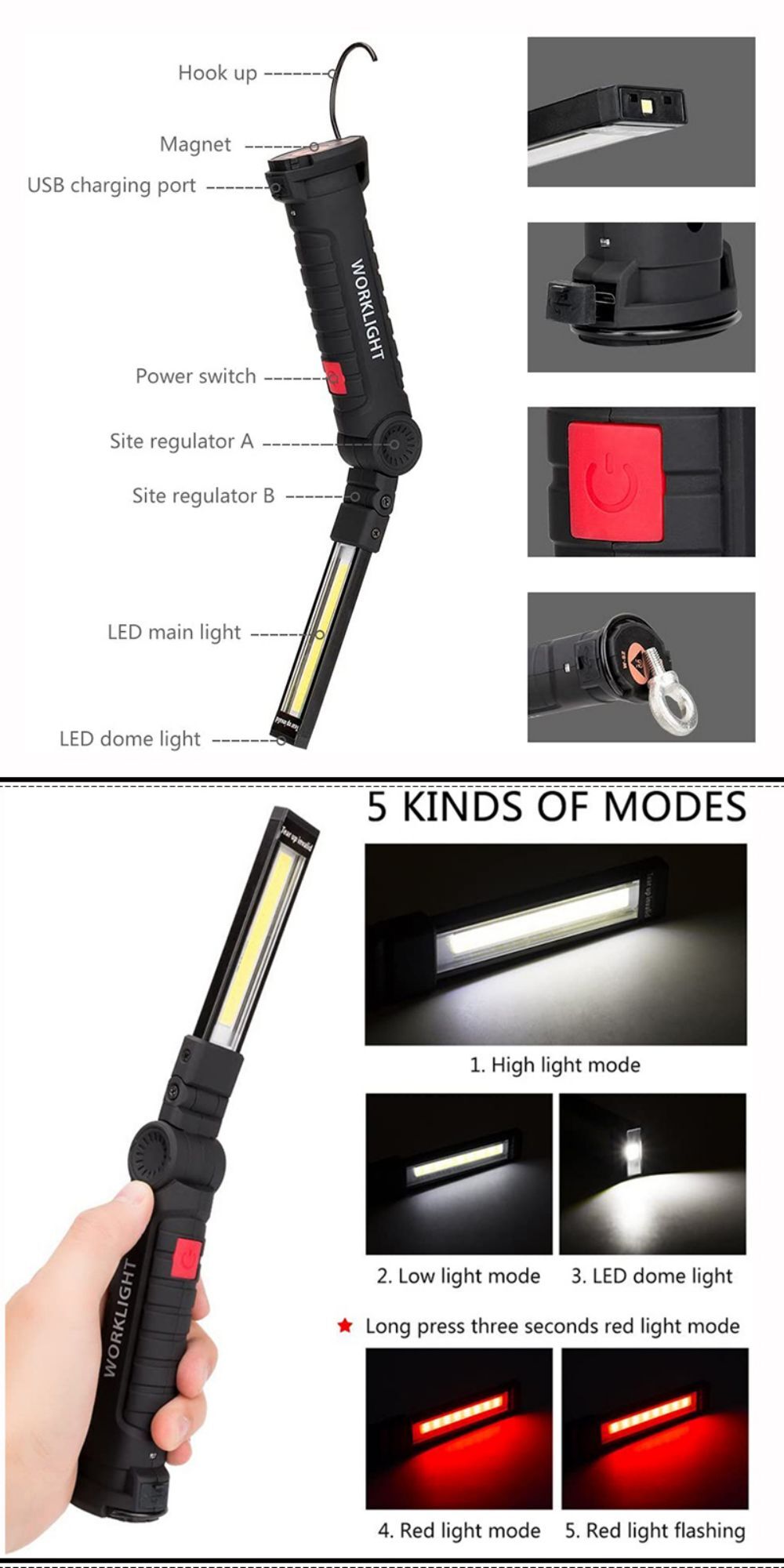 Buy Wholesale China Led Work Light, Cob Rechargeable Work Lights With ...