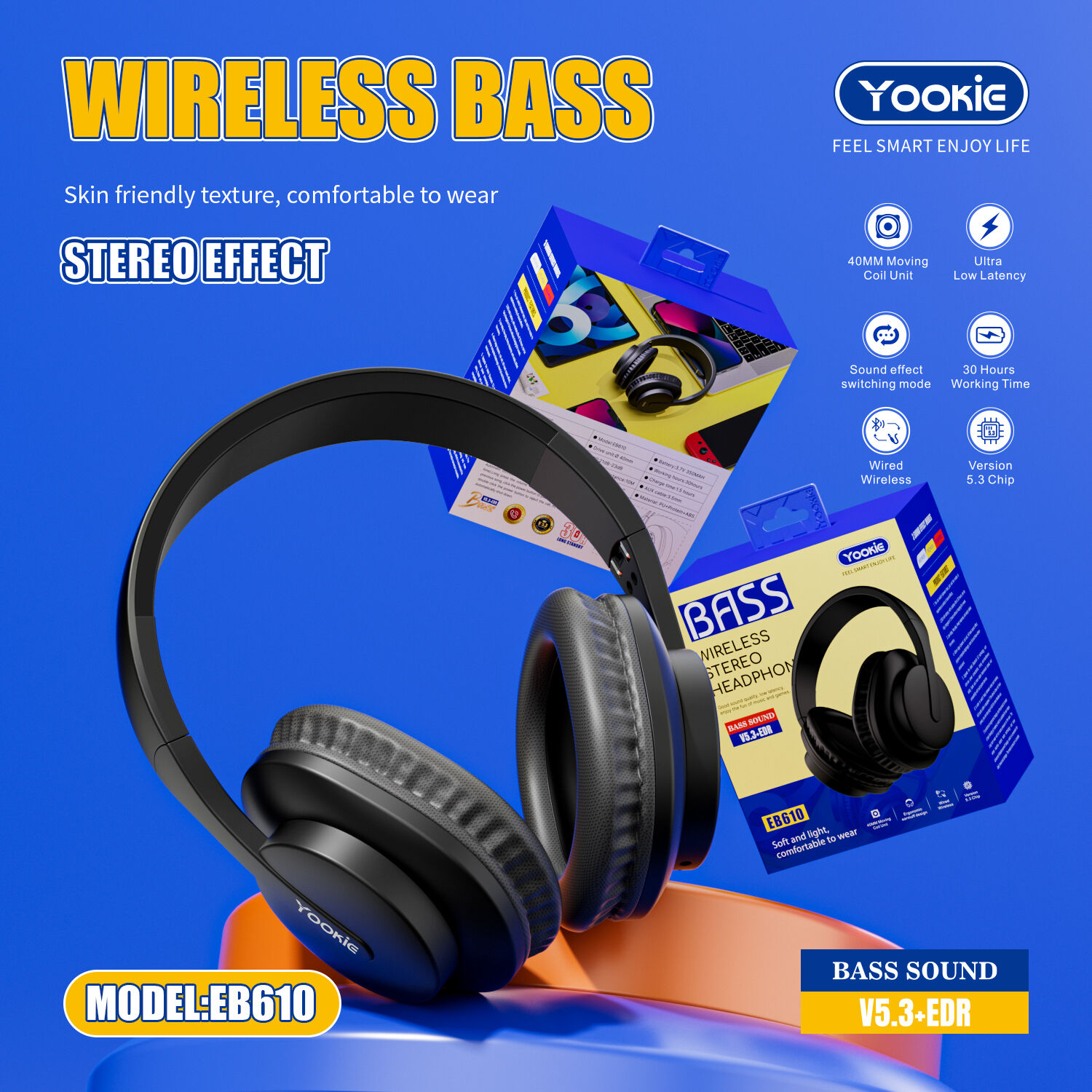 Buy Wholesale China Yookie Wireless Headphones Over-ear Bluetooth Adjustable Headphones Of ...