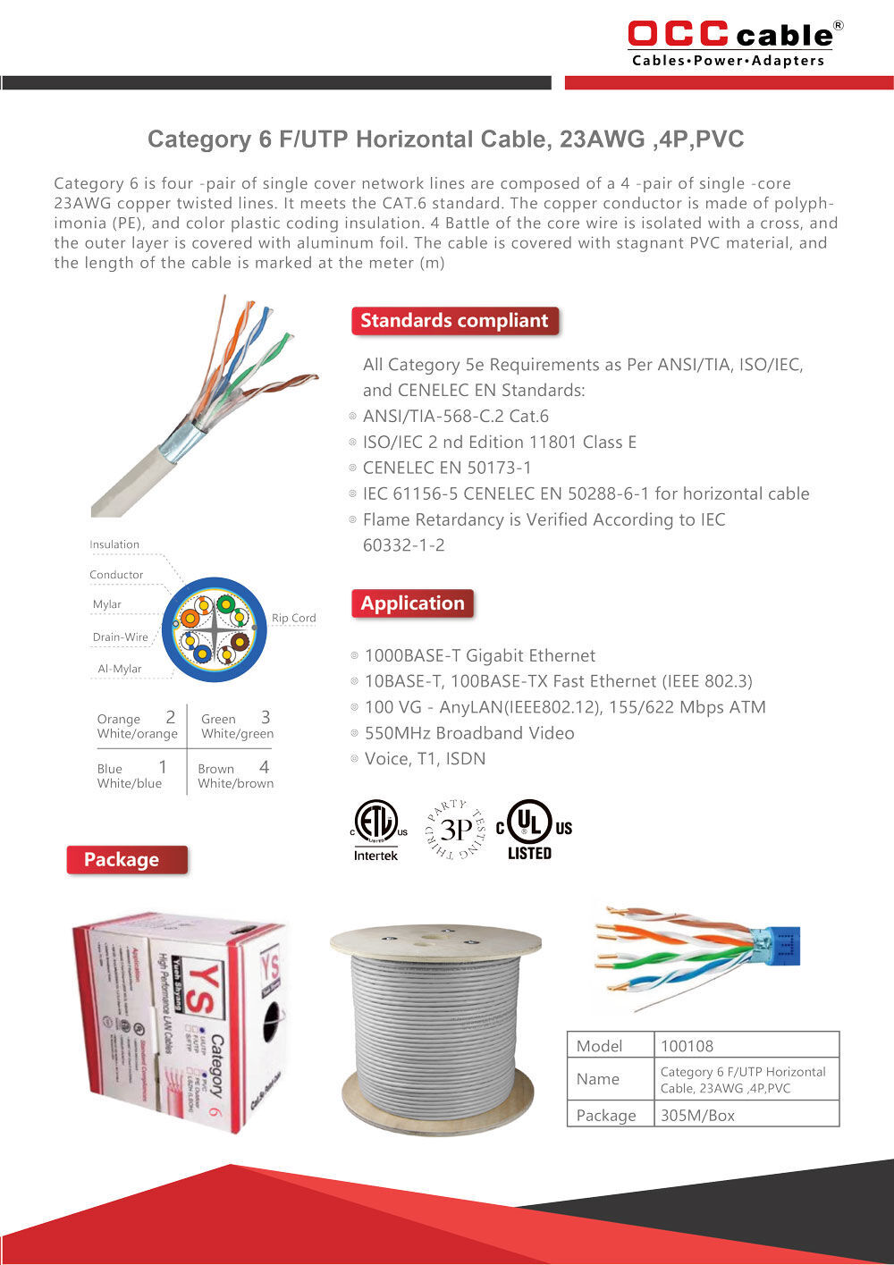 Buy Wholesale China Category 6 F/utp Horizontal Cable, 23awg ,4p, Pvc ...