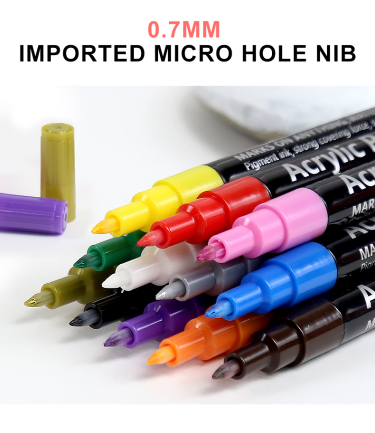 Non Toxic White Acrylic Paint Marker 0.7mm Extra Fine Tip Multi Color ...