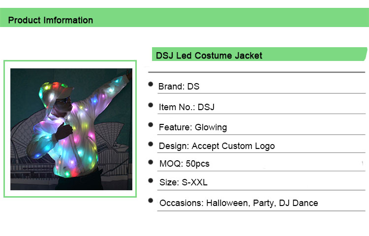 Custom Luminous Performance Led Light Dance Costume Glowing Hoodie ...