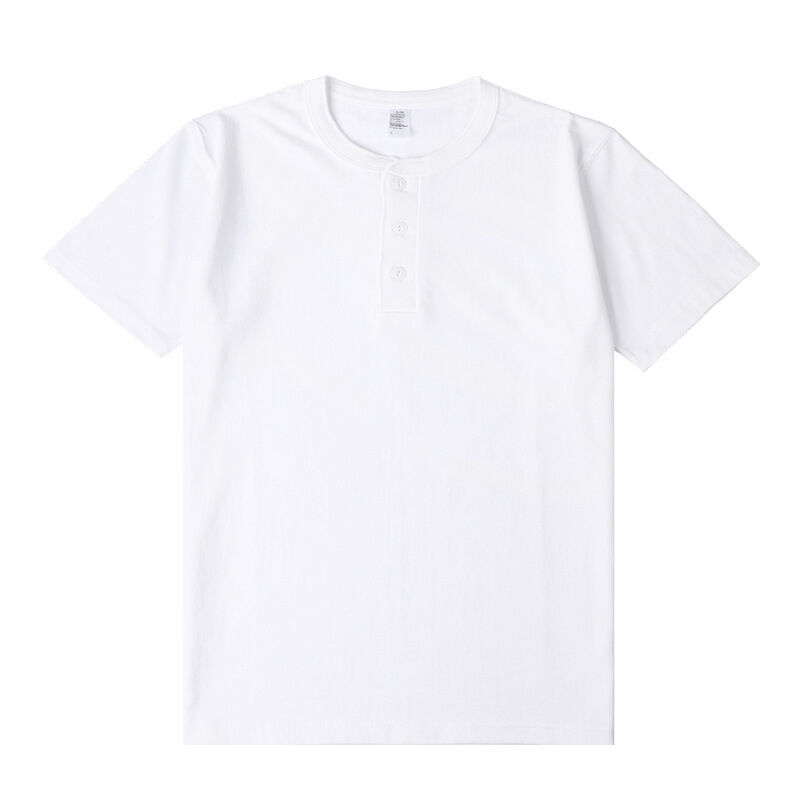 Buy Wholesale China 250g Pure Cotton White Henry Collar Short Sleeve T ...