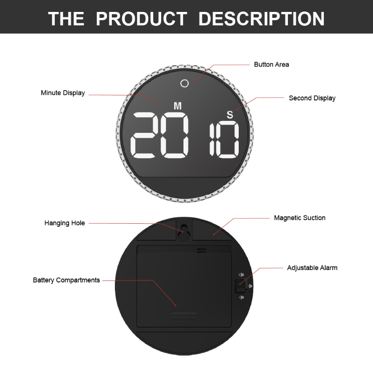 Buy Wholesale China New Arrival Circular Knob Loud Digital Kitchen Countdown Timer Magnetic Lcd ...