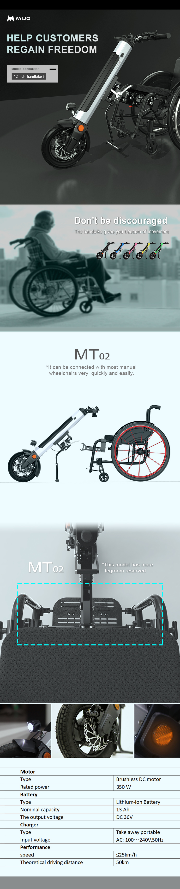 Buy China Wholesale Mijo Mt02|| Electric Add-on Handbike One Wheel ...
