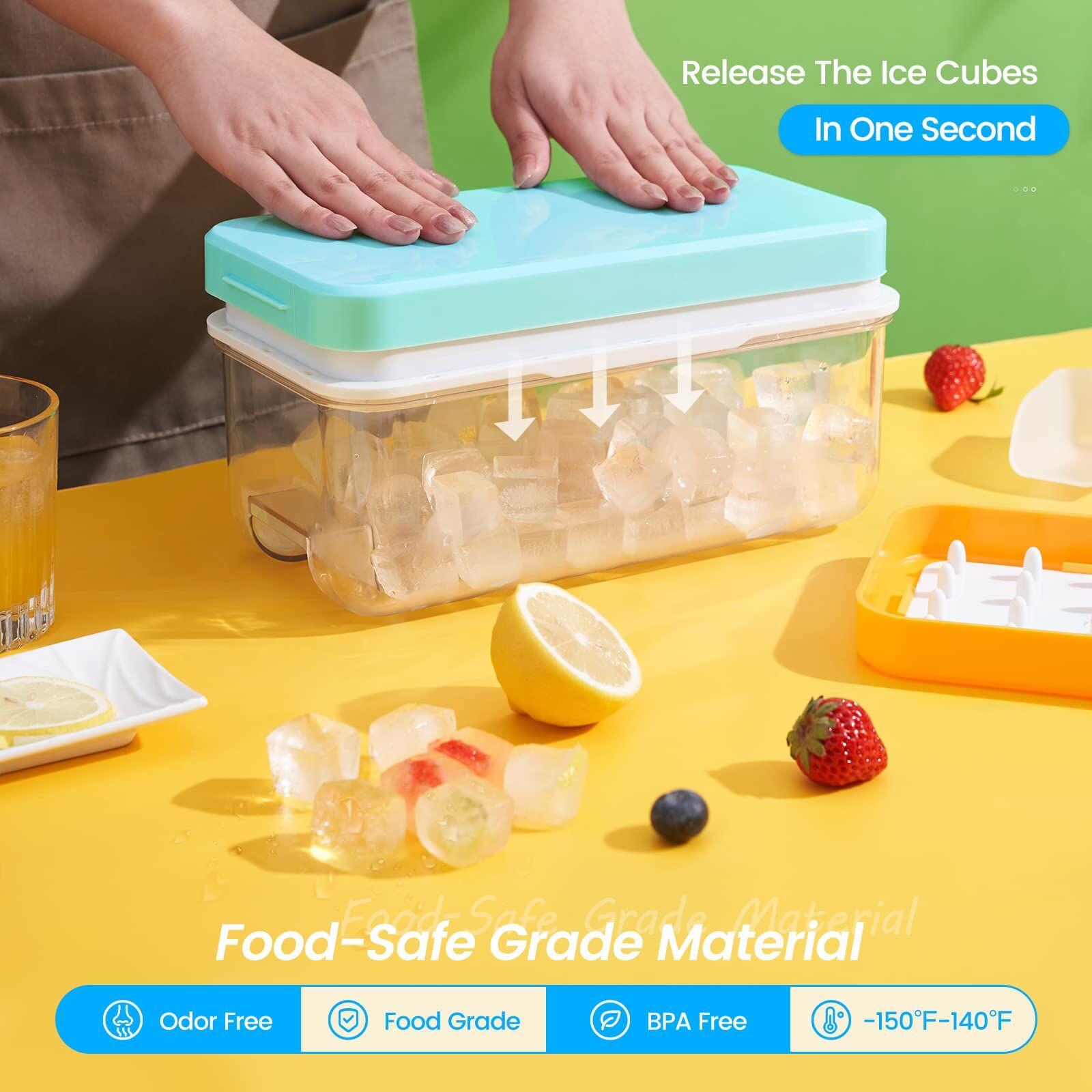 Ice Trays For Freezer Container Spill-resistant Removable Ice Cube Tray ...