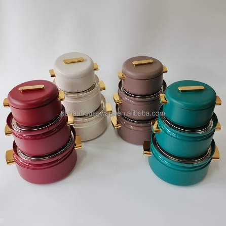 Luxury Kitchen Food Insulated Hot Pot Casserole 3 Pcs Set Cookware Sets ...