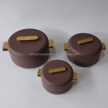 Luxury Kitchen Food Insulated Hot Pot Casserole 3 Pcs Set Cookware Sets ...