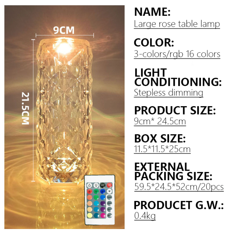 Buy Wholesale China 16 Color Rgb Remote Control Crystal Rose Lamp ...