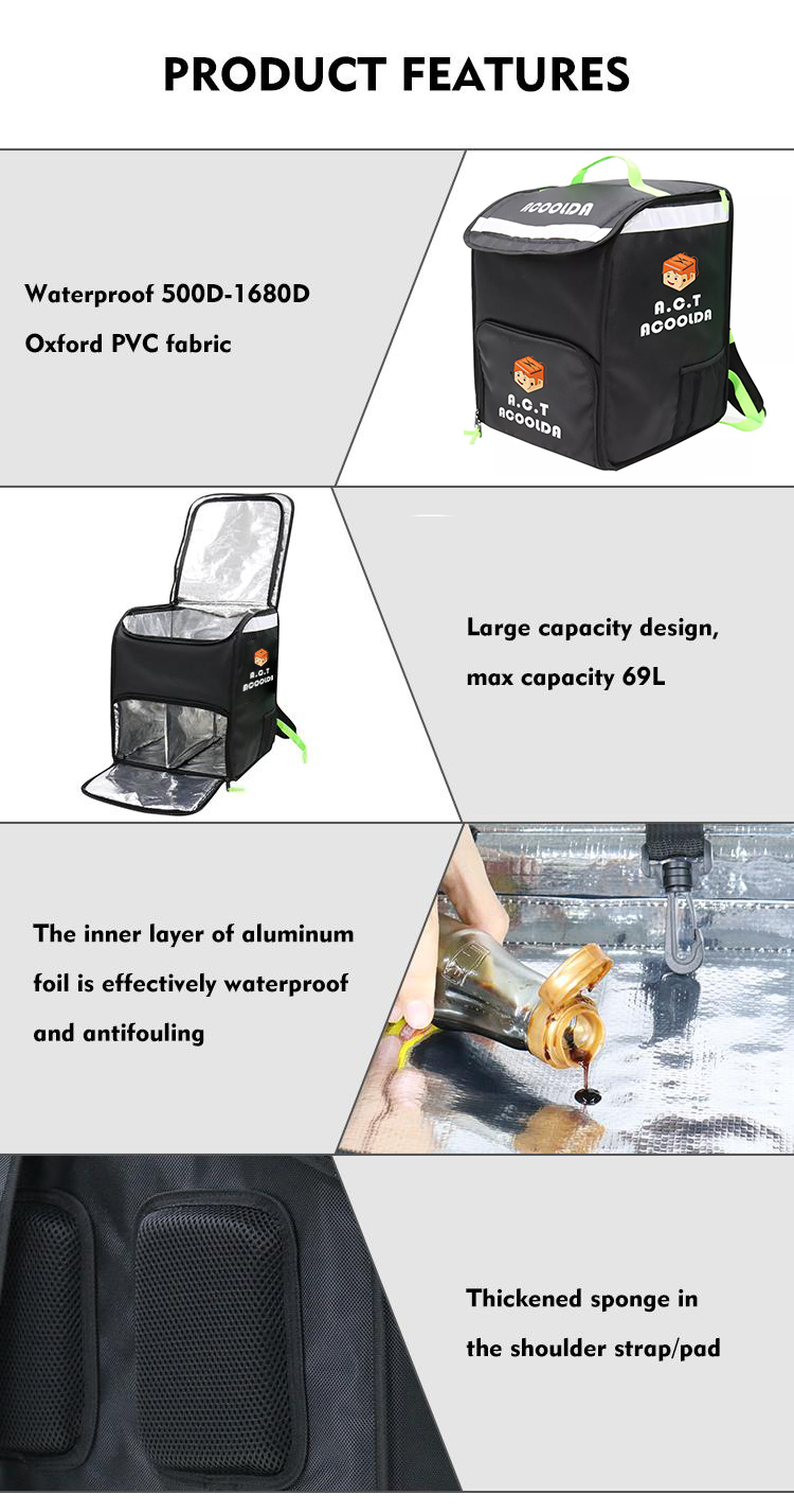 Thick Insulation Food Delivery Bag Cooler Backpack Thermal For Food ...