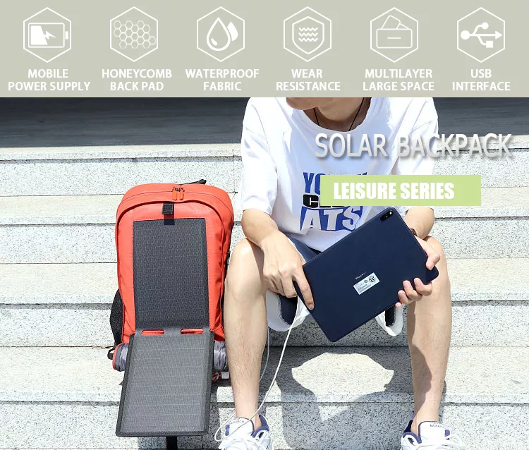 Outdoor Solar Energy Chargeable Solar Backpack Waterproof With Usb ...