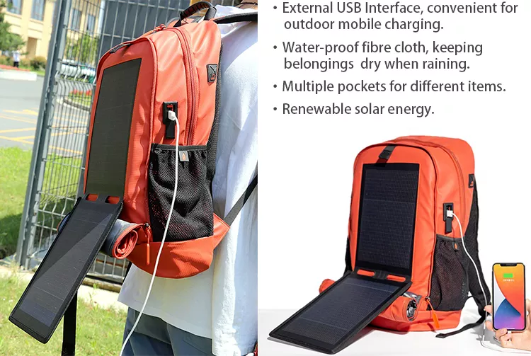 Outdoor Solar Energy Chargeable Solar Backpack Waterproof With Usb ...