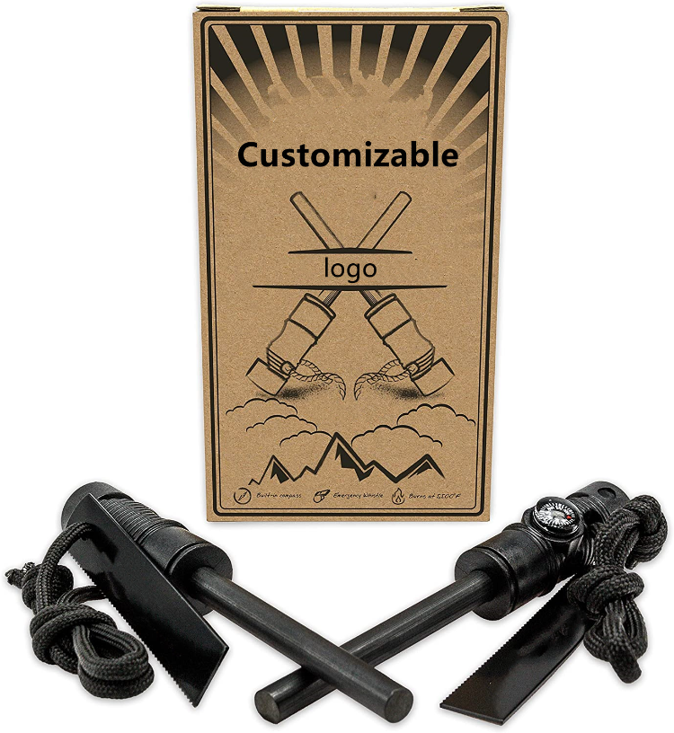 5-in-1 Fire Starter With Compass, Paracord And Whistle For Emergency ...
