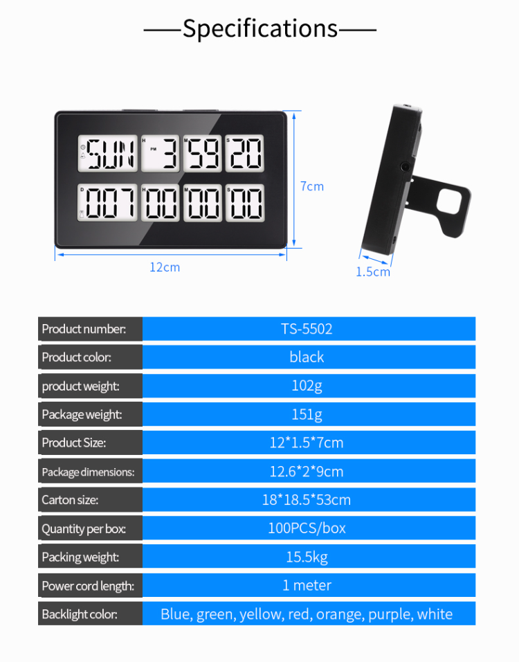 Incubation Countdown Timer Large Lcd Display Home Cooking Seven Color ...