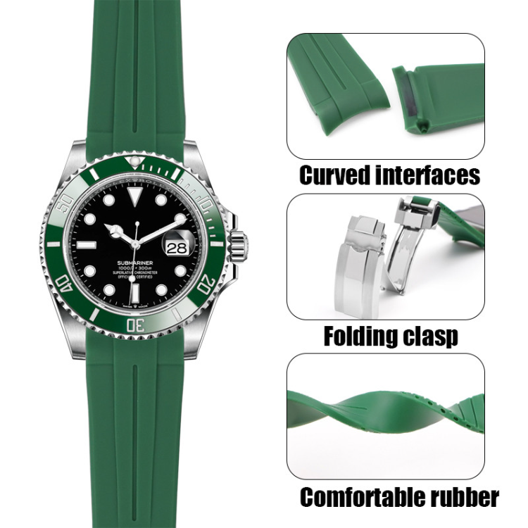 21mm High Quality Elbow Rubber Strap For Rolex Deepsea Watches Sea ...