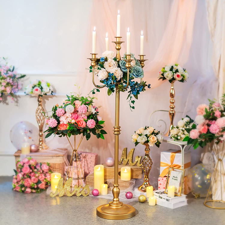 5 Arm Tall Floor Candelabra Centerpiece Candle Holder Wedding ...