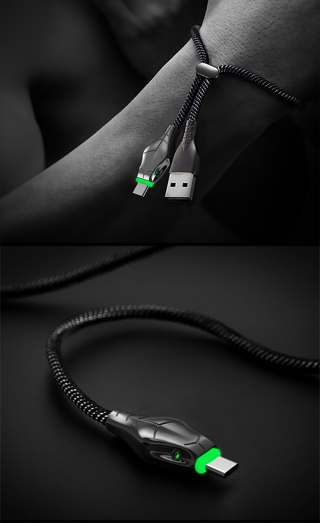 Buy Wholesale China Oem Zinc Alloy Snake Head With Light Usb Cable Is ...