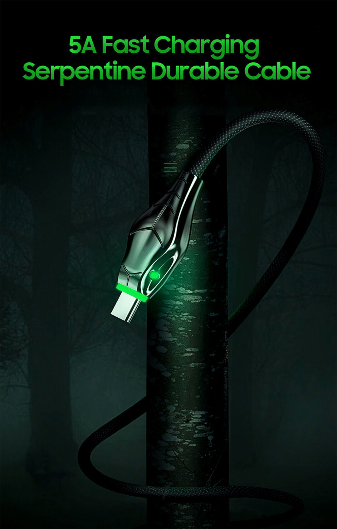 Buy Wholesale China Oem Zinc Alloy Snake Head With Light Usb Cable Is ...