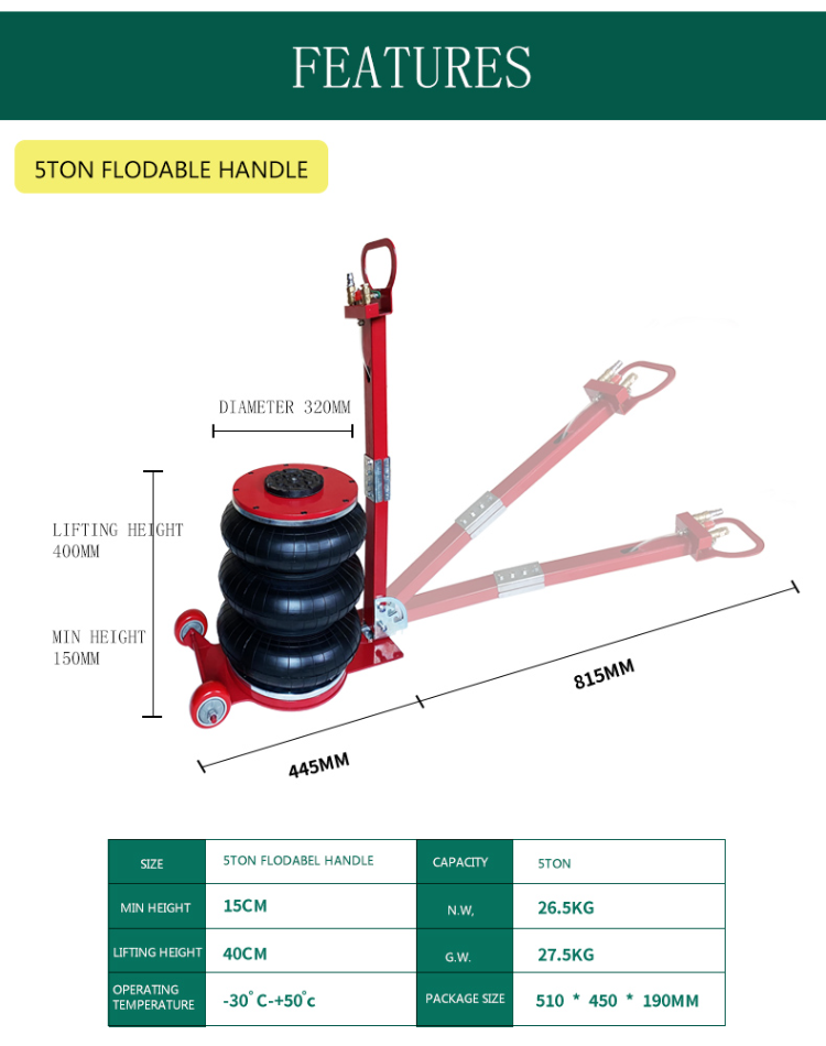 Double Handle Air Balloon Jack 3 Ton 5 Ton Triple Bag Air Super Heavy ...