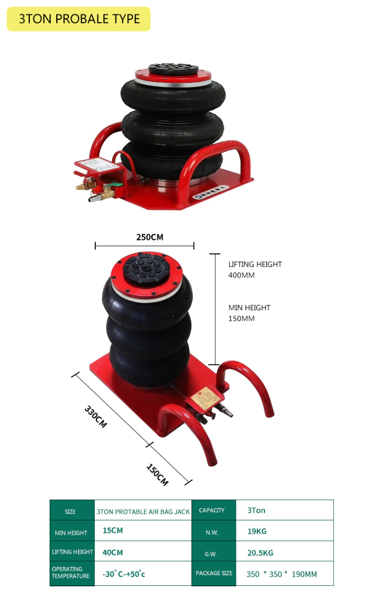 Double Handle Air Balloon Jack 3 Ton 5 Ton Triple Bag Air Super Heavy ...