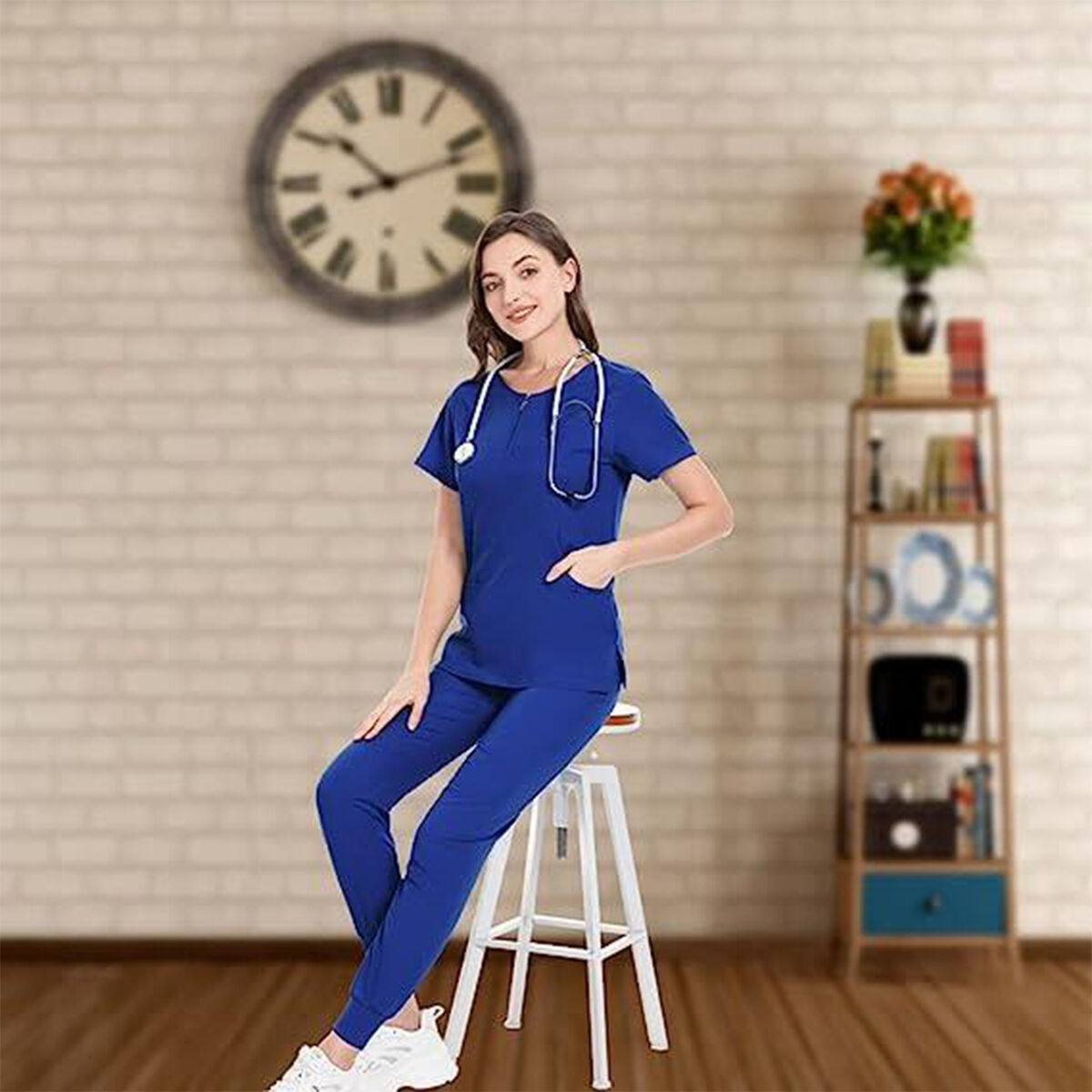 Oem Cynolux Scrub Set With 4 Pockets V-neck Scrub Top & Jogger Pants ...